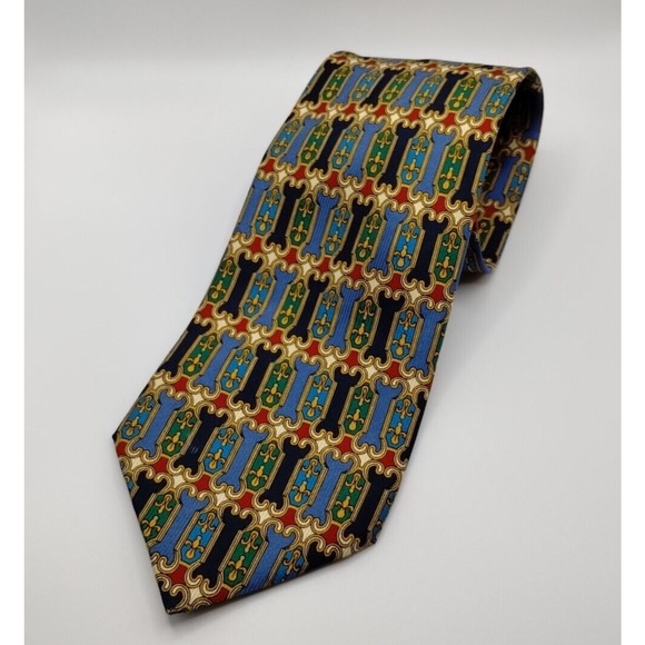 Richel | Accessories | Richel Neck Tie Mens Blue Gold Floral Silk ...